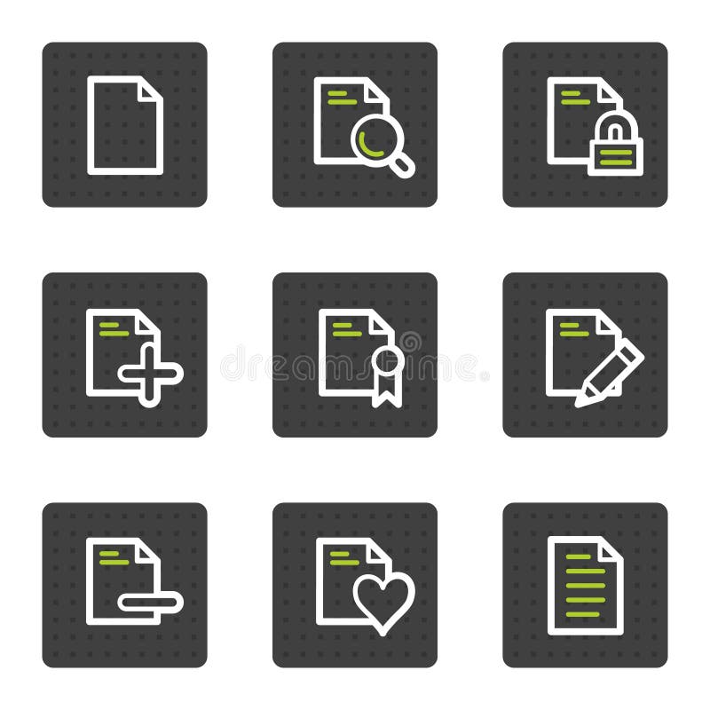 Document Web Icons Set 2, Grey Square Buttons Stock Vector ...