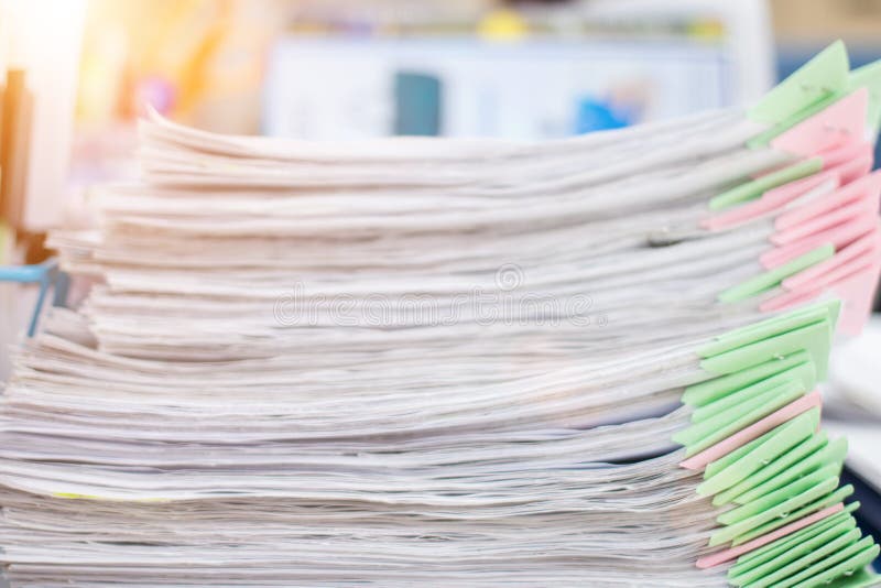 Document Work is Stacked on Many Tables. Stock Photo - Image of ...