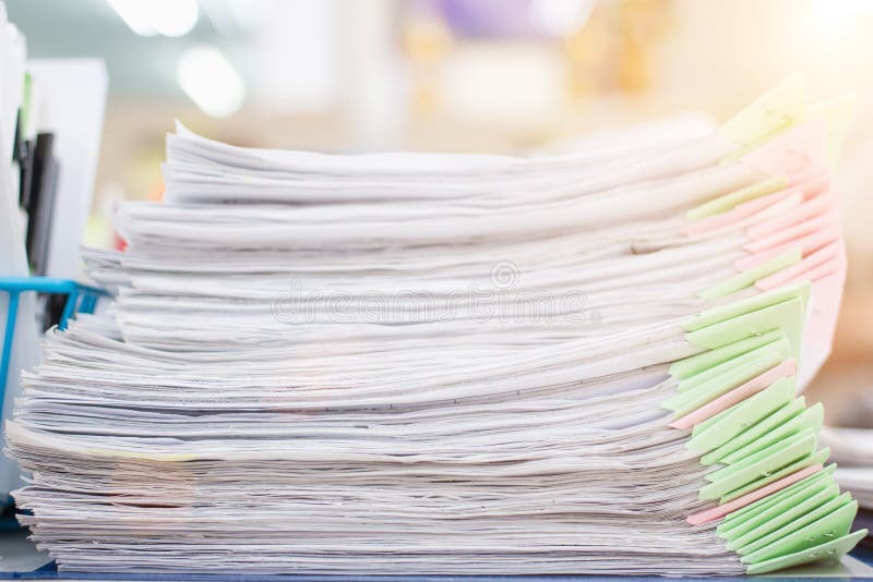 Document Work is Stacked on Many Tables. Stock Photo - Image of busy ...