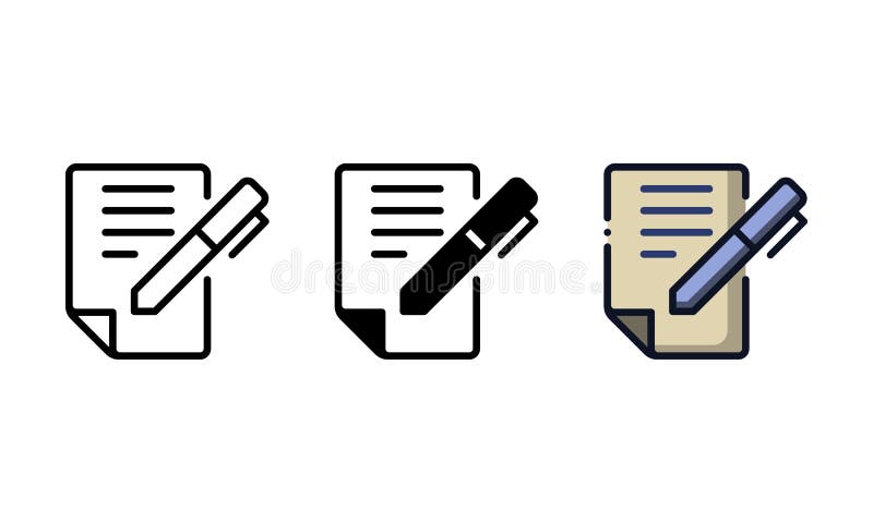 Document Writing Icon Represented with Pen and Paper Stock Vector ...