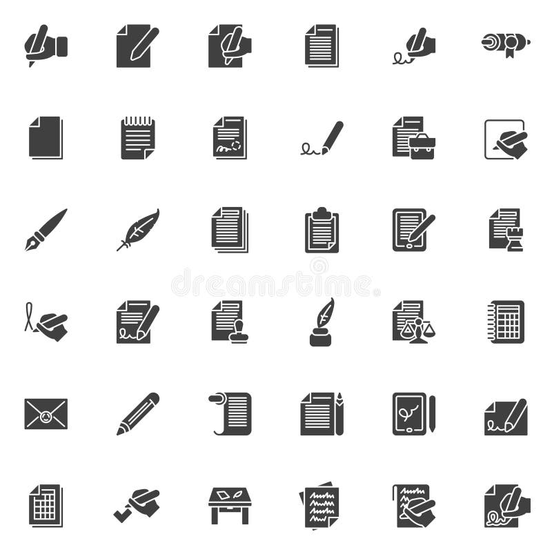 Document Writing Vector Icons Set Stock Vector - Illustration of single ...