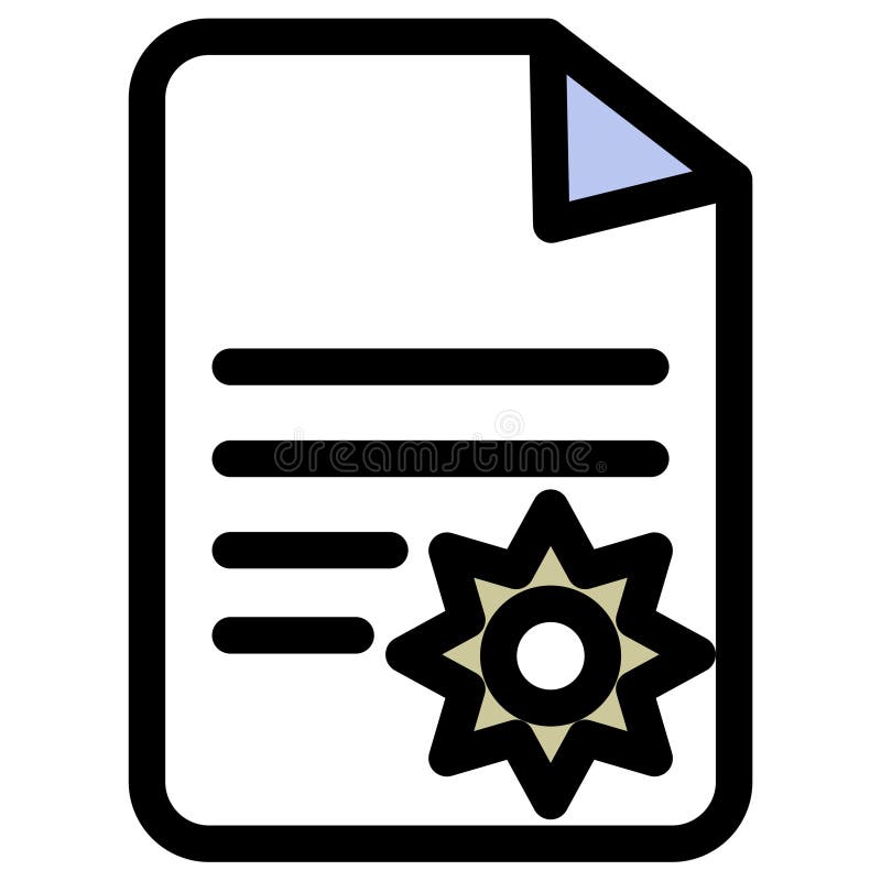 Document with Written Text and Certificate Stamp Icon Symbol ...