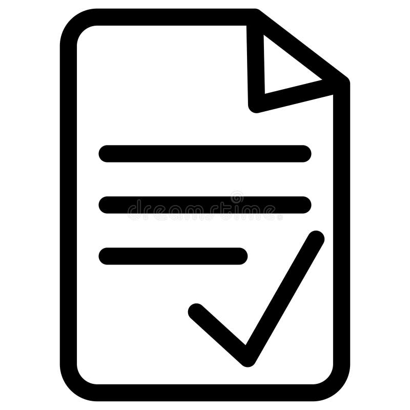 Document with Written Text and Confirmation Icon Symbol - Document with ...