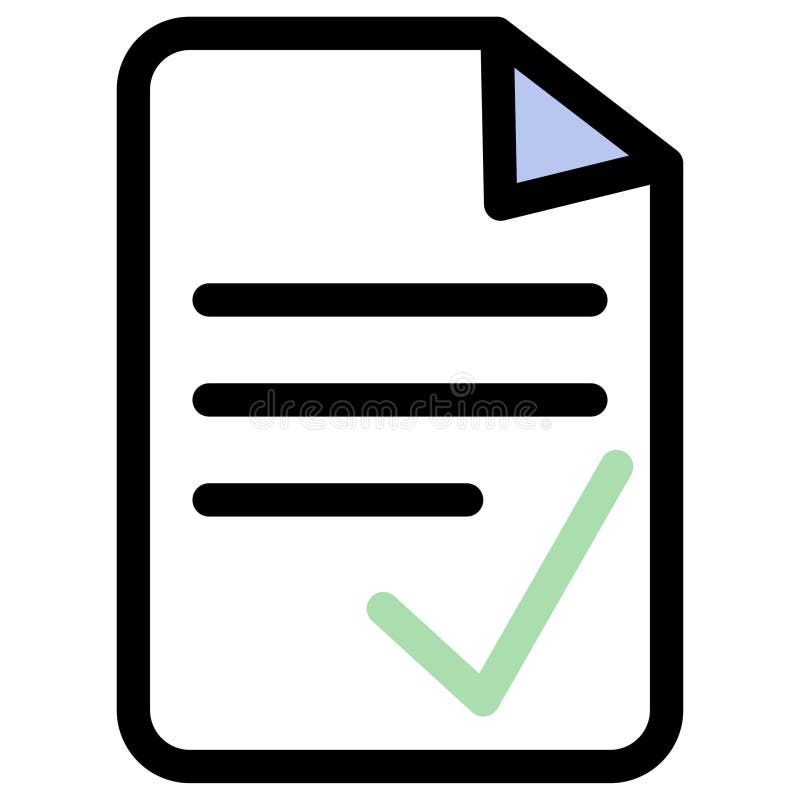 Document with Written Text and Confirmation Icon Symbol - Document with ...