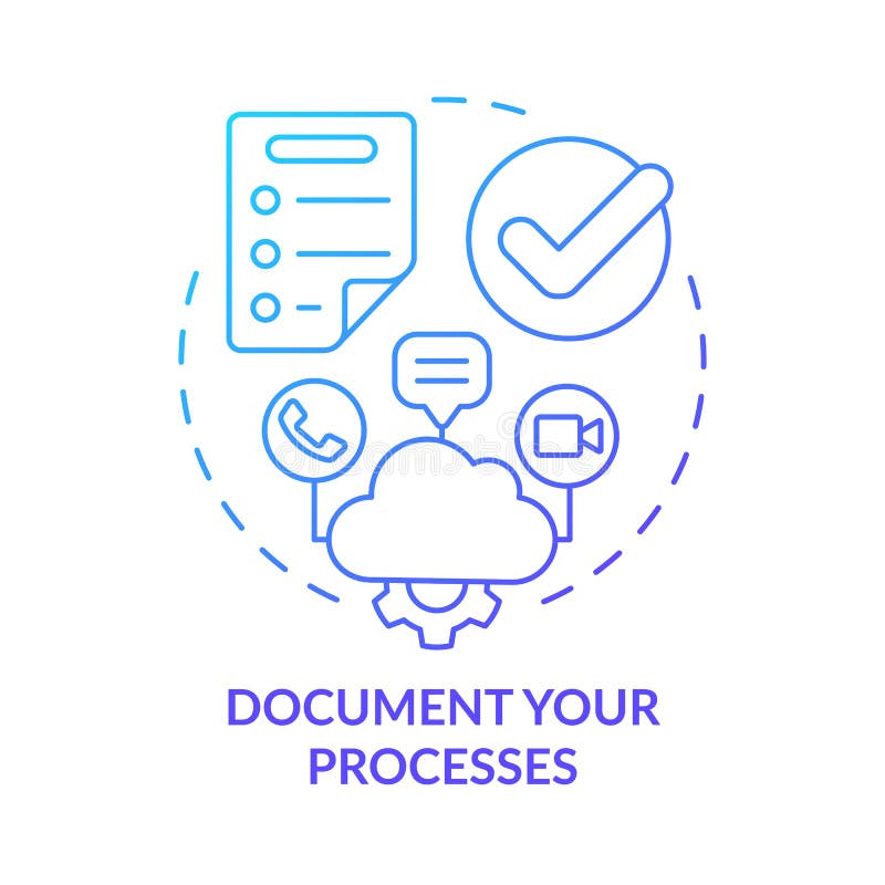 Document Your Processes Blue Gradient Concept Icon Stock Vector