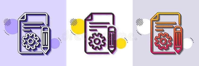 Documentation Line Icon. Technical Instruction Sign. Halftone Dotted Pattern. Vector Stock ...