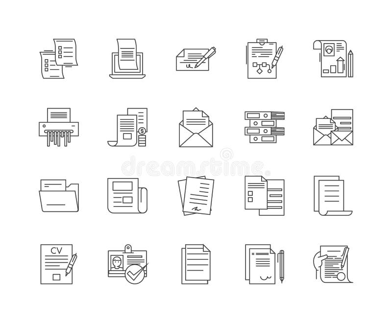 Documentation Line Icons, Signs, Vector Set, Outline Illustration ...