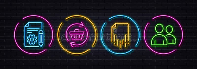 Documentation, Recovery File and Refresh Cart Minimal Line Icons. for Web Application, Printing ...