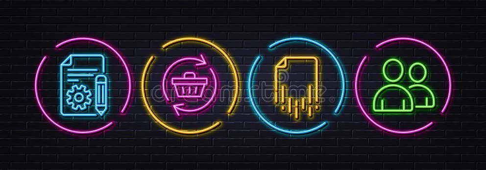 Documentation, Recovery File and Refresh Cart Minimal Line Icons. for Web Application, Printing ...