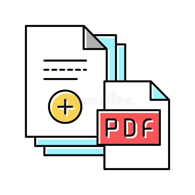 Documentation Scan Adding in Pdf File Color Icon Vector Illustration ...