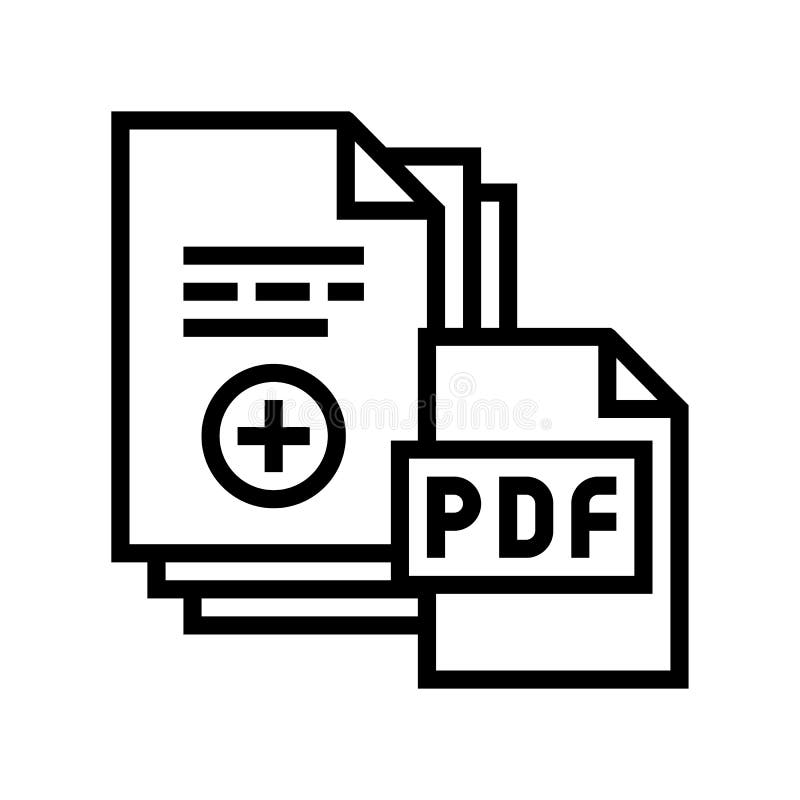 Documentation Scan Adding in Pdf File Line Icon Vector Illustration ...