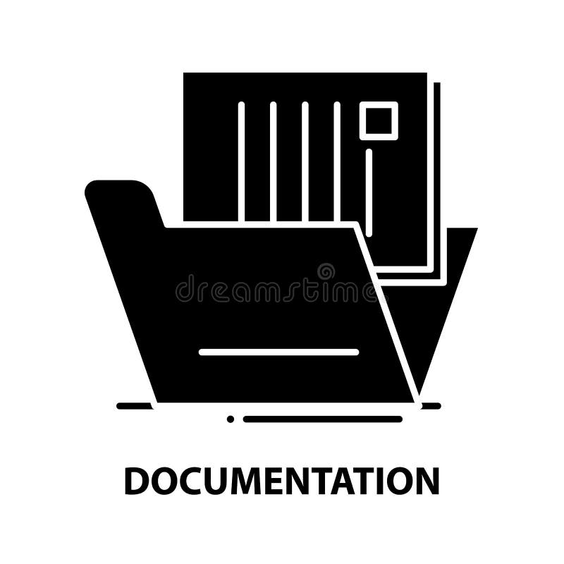 Documentation Icon, Black Sign with Strokes, Concept Illustration Stock ...