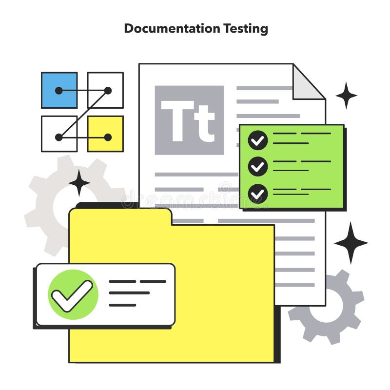 Documentation Testing Software Testing Tool Code Testing And Debugging Stock Vector