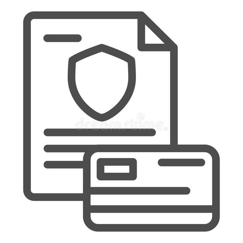 Documenting Credit Card Line Icon. Plastic Card and Secure Document ...