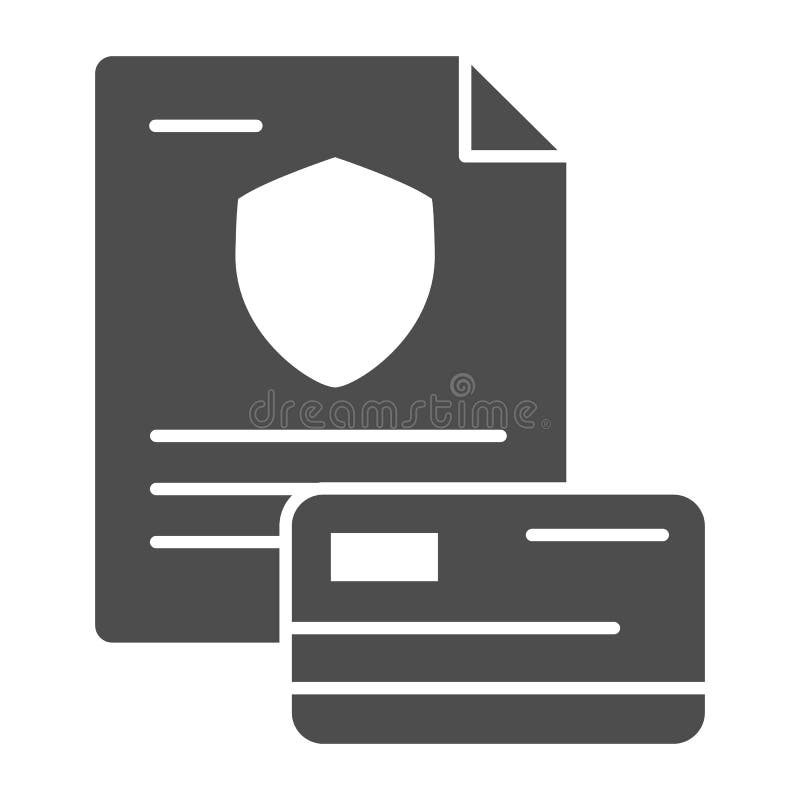 Documenting Credit Card Solid Icon. Plastic Card and Secure Document ...