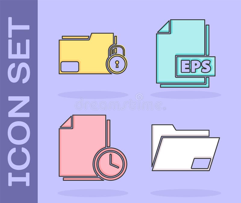 Documentmap, -map En -slot Instellen, Documentpictogram Met Klok En EPS ...