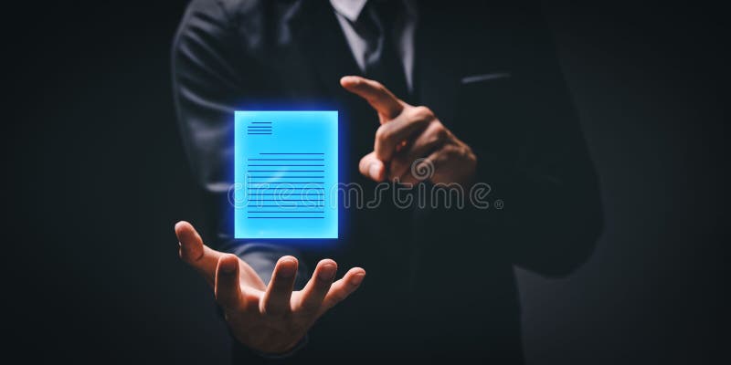 Documento Digital Ilustrativo Flotando Sobre Las Manos Imagen de ...