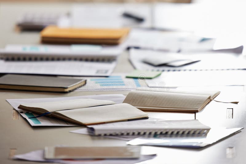 Documents, Books and Information on Desk in Office for Stock Market ...