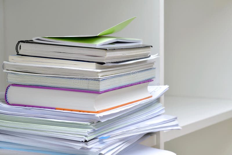 Documents on Bookshelf stock image. Image of career, books - 61931543