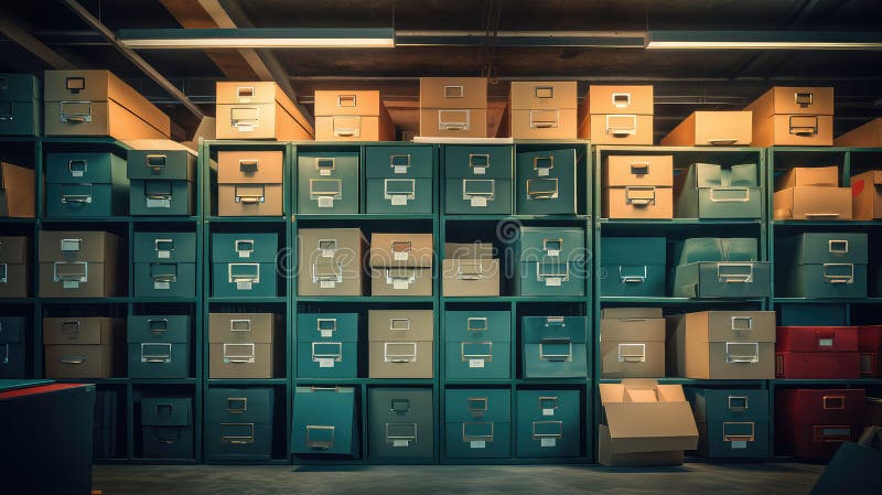 Documents box of files stock illustration. Illustration of repository ...