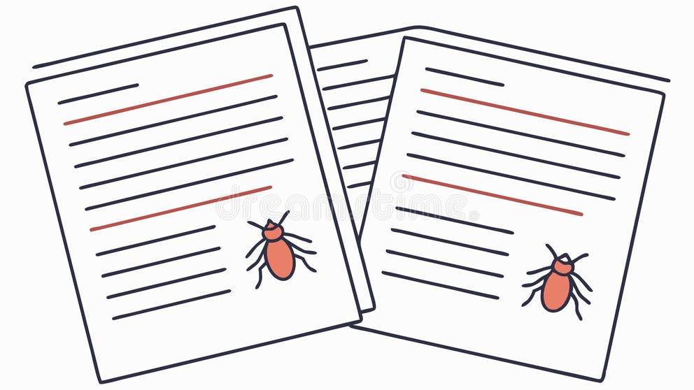 Documents with Bug Icon, Software Issues, Debugging, Vector Design ...