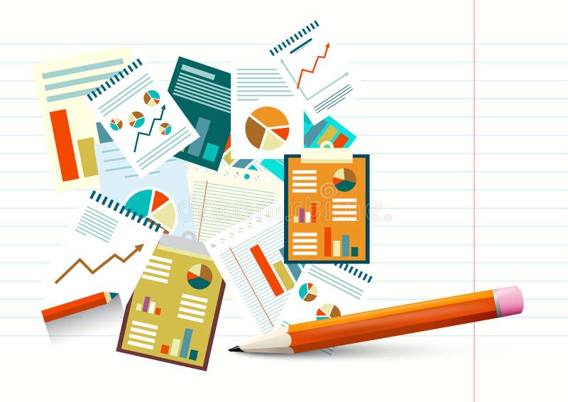 Documents with Business Report Graphs on Paper Background. Paperwork ...