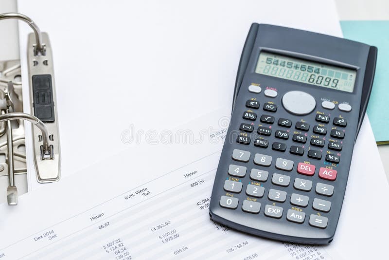 Documents with Calculator and File Stock Photo - Image of notebook ...