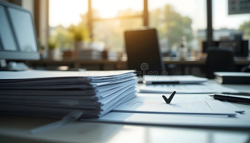 Office Productivity Achieved Stock Illustration - Illustration of desk ...