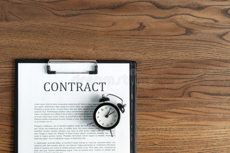 Documents and Contract on Wooden Table in Office Stock Image - Image of ...