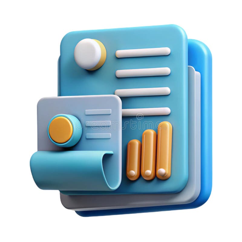 Documents Copies, Papers Stack 3D. Modern Information Icon in 3D Style ...