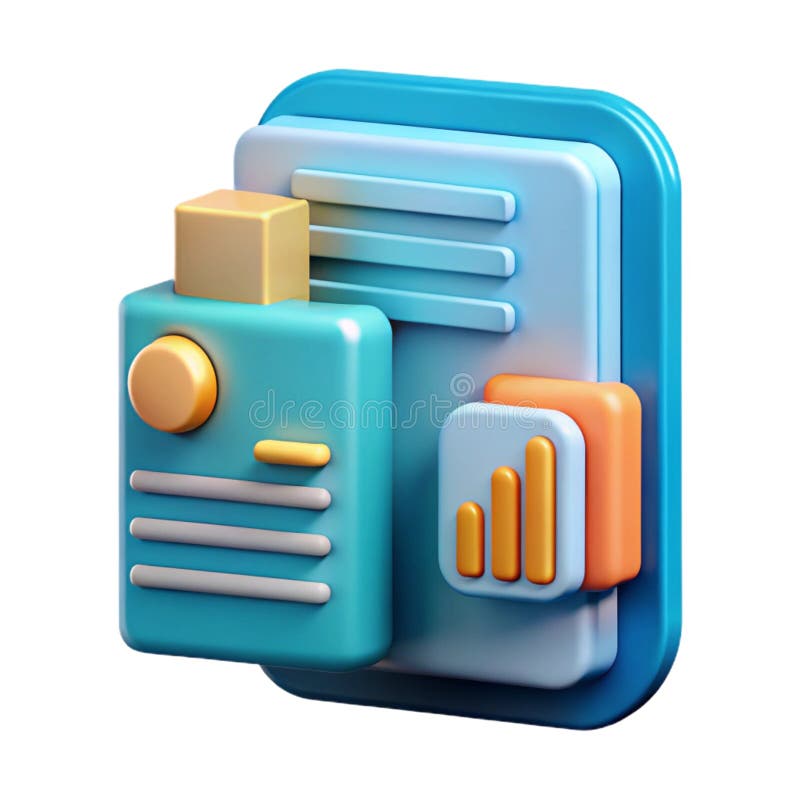 Documents Copies, Papers Stack 3D. Modern Information Icon in 3D Style ...