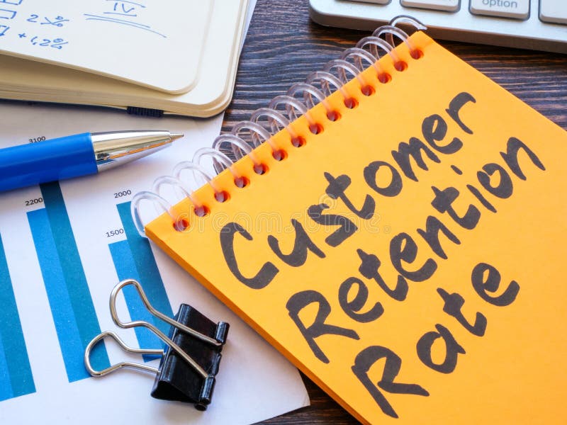 Documents with a Data and Customer Retention Rate Memo. Stock Image ...