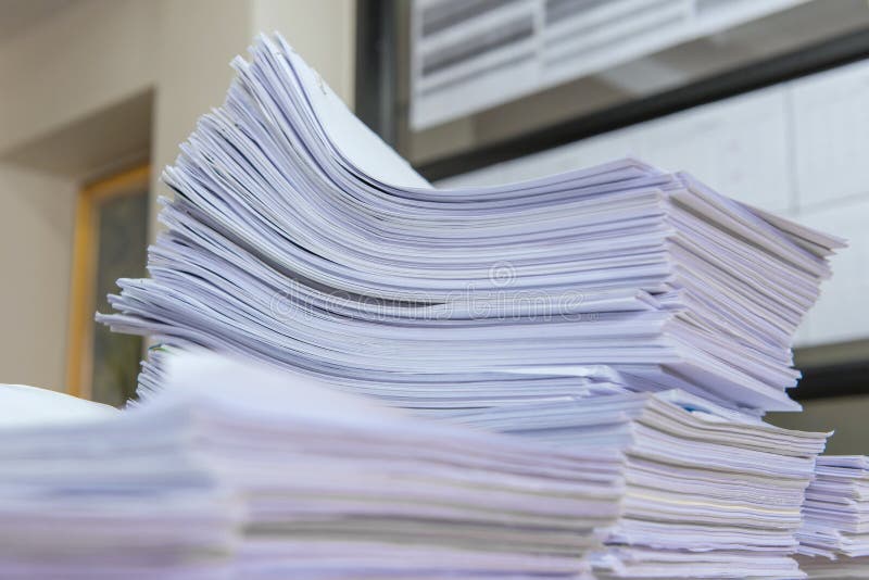 Documents on Desk Stack Up High Waiting To Be Managed Stock Image ...
