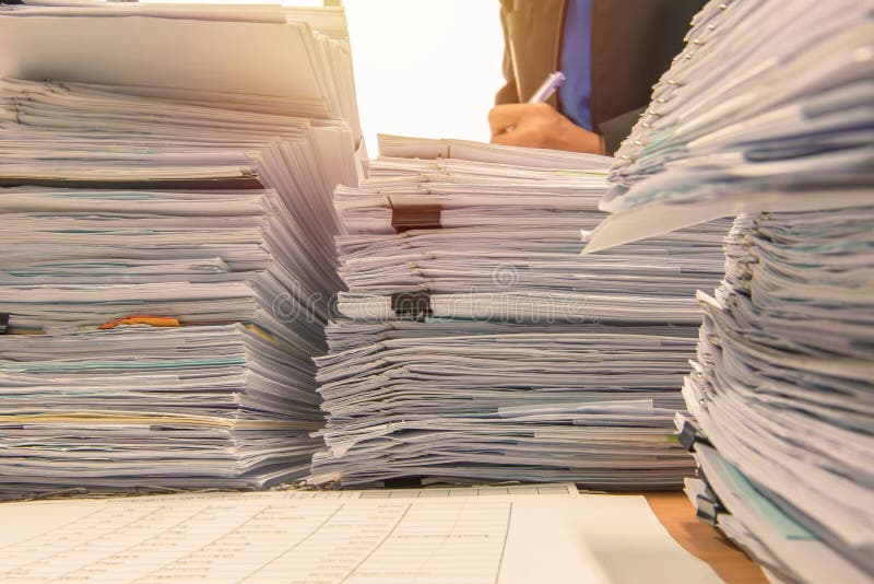 Documents on Desk Stack Up High Waiting To Be Managed Stock Image ...