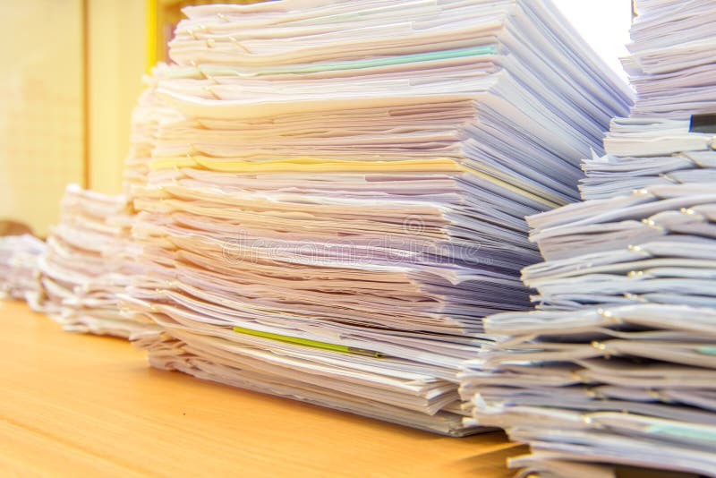 Documents on Desk Stack Up High Waiting To Be Managed Stock Image ...