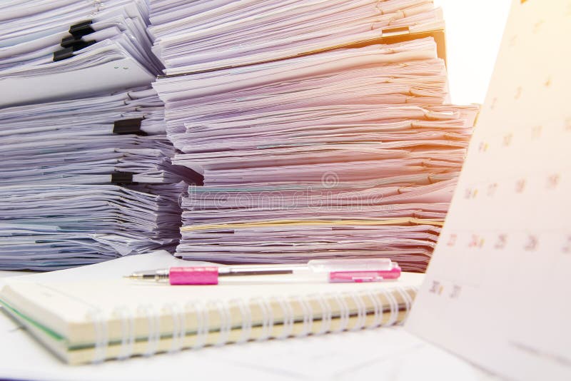 Documents on Desk Stack Up High Waiting To Be Managed Stock Photo ...