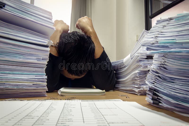 Documents on Desk Stack Up High Waiting To Be Managed Stock Image ...