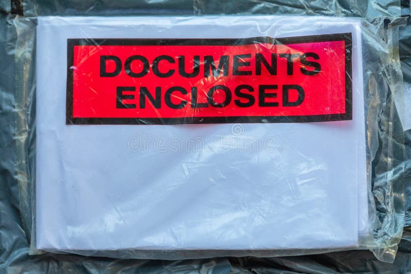 Documents Enclosed Paper stock image. Image of paper - 200186897