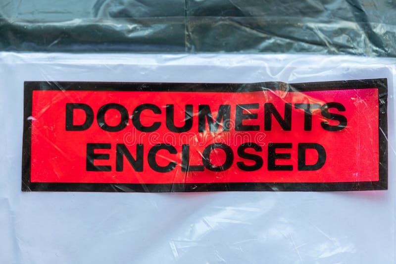 Documents Enclosed Package stock photo. Image of paper - 213573604
