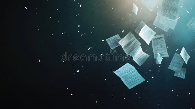 Documents Falling through Dark Space Abstract Art Stock Illustration ...