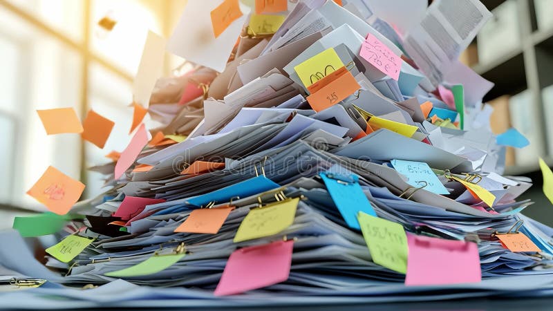 Documents Falling from Stack of Papers in Office Stock Video - Video of ...