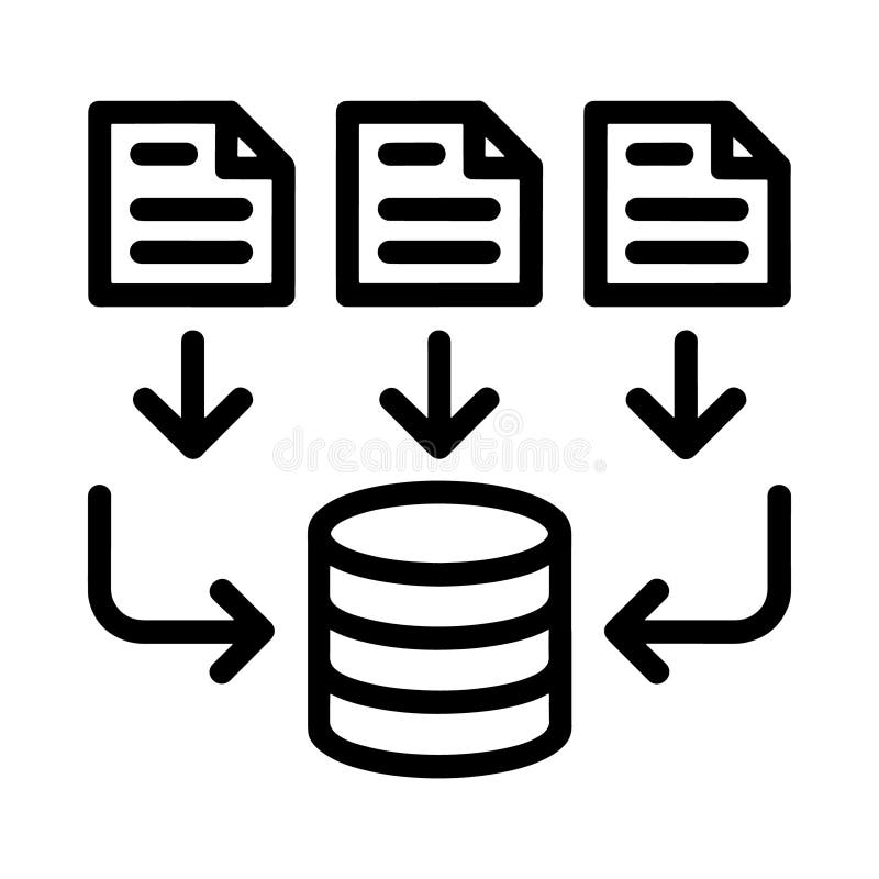 Documents Feeding into a Database with Arrows Files Papers Stock Vector ...