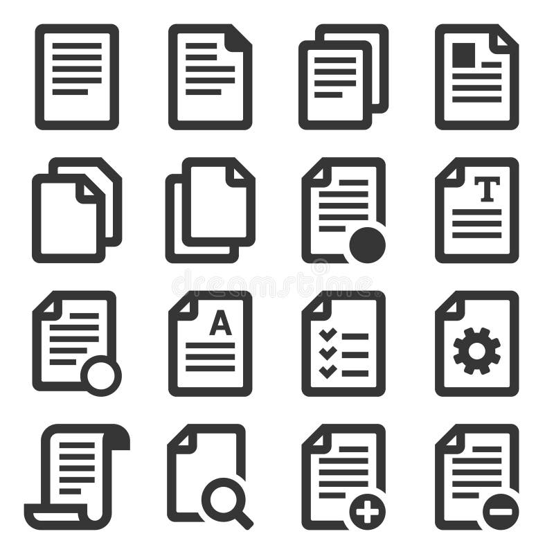 Documents File Icons Set on White Background. Vector Stock Vector ...