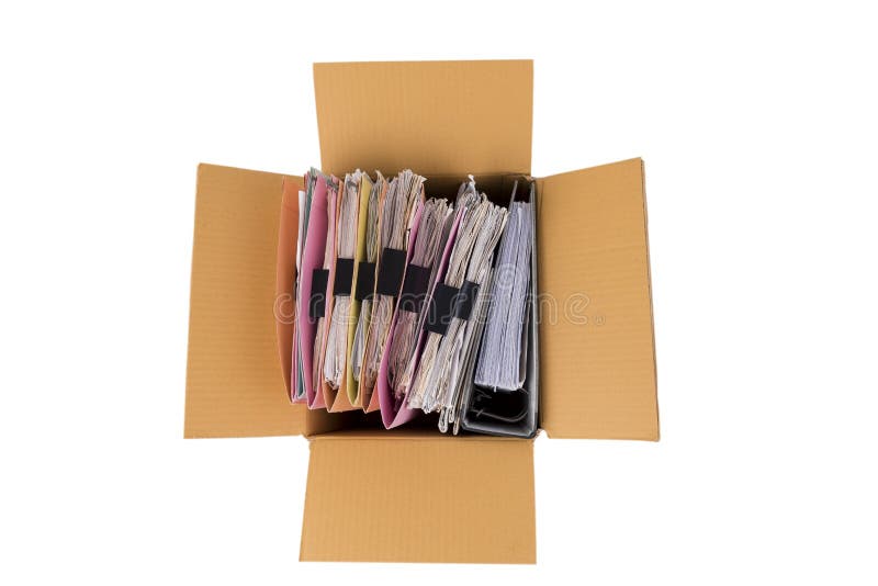 The Documents and Files are Placed in a Brown Box Stock Image - Image ...