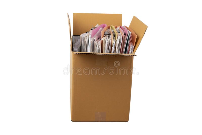 The Documents and Files are Placed in a Brown Box Stock Photo - Image ...
