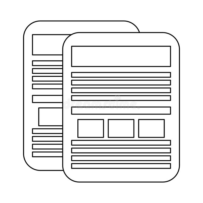Documents Files Symbol Isolated Black and White Stock Vector ...