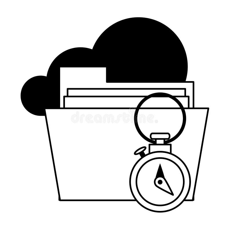 Documents Files System Archives Cartoon in Black and White Stock Vector ...