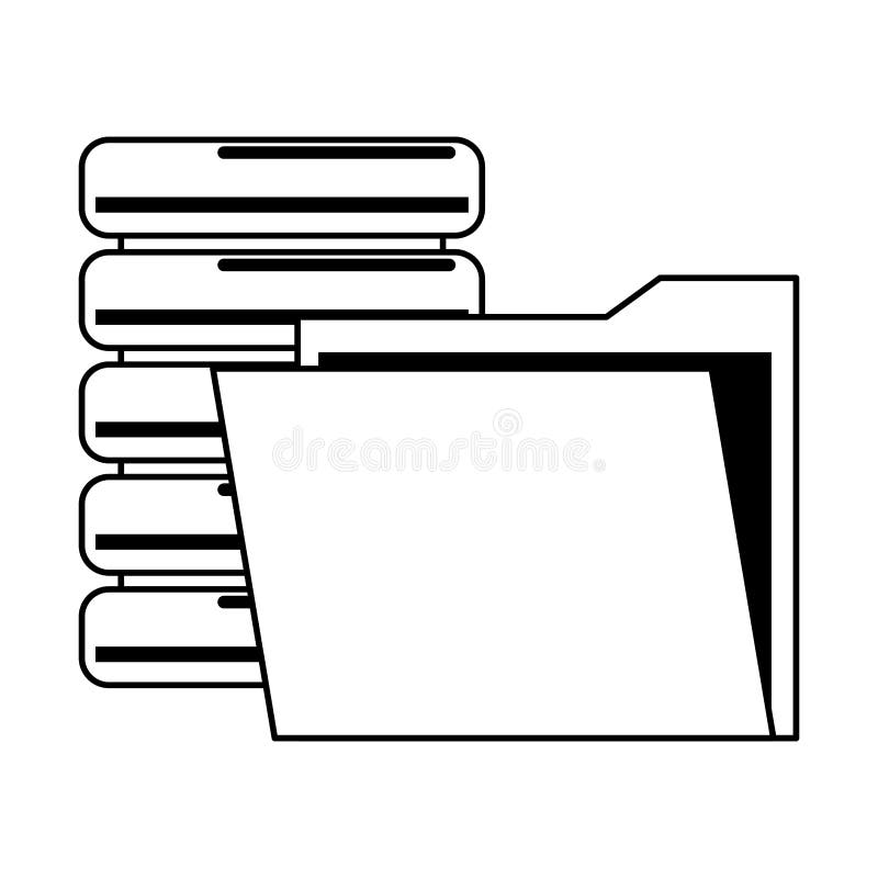 Documents Files System Archives Cartoon in Black and White Stock Vector ...