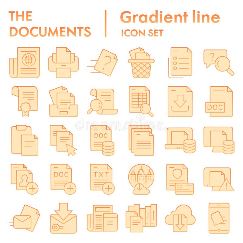 Documents Flat Icon Set, Papers and Files Symbols Collection, Vector ...