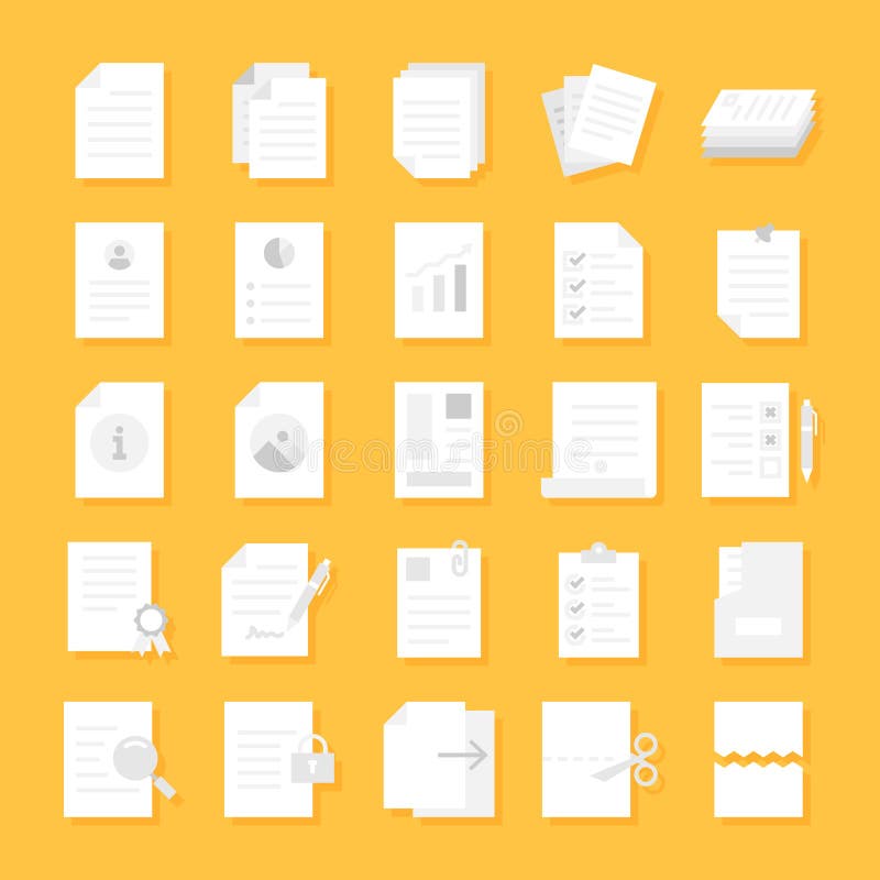 Documents Flat Icons Set, Vector and Illustration Stock Vector ...